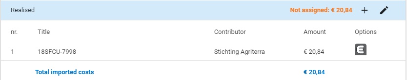 Assign realised cost - Agriterra - to donor contract – Support center